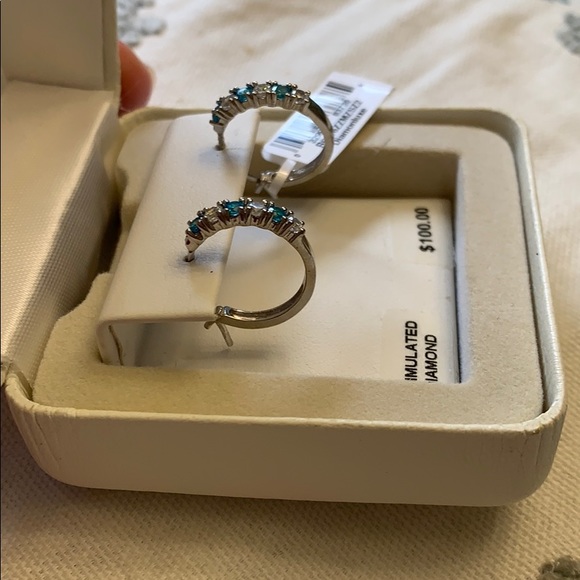 Jewelry | Ss Whiteblue Cz Hoops Nwt | Poshmark